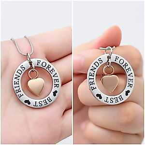 zeqingjw Cremation Jewelry Urn Necklace for Ashes Heart with Circle of Life Engraved ''Forever Best Friend'' Keepsake Urn Pendant Memorial Ash Urn Jewelry for Women Men