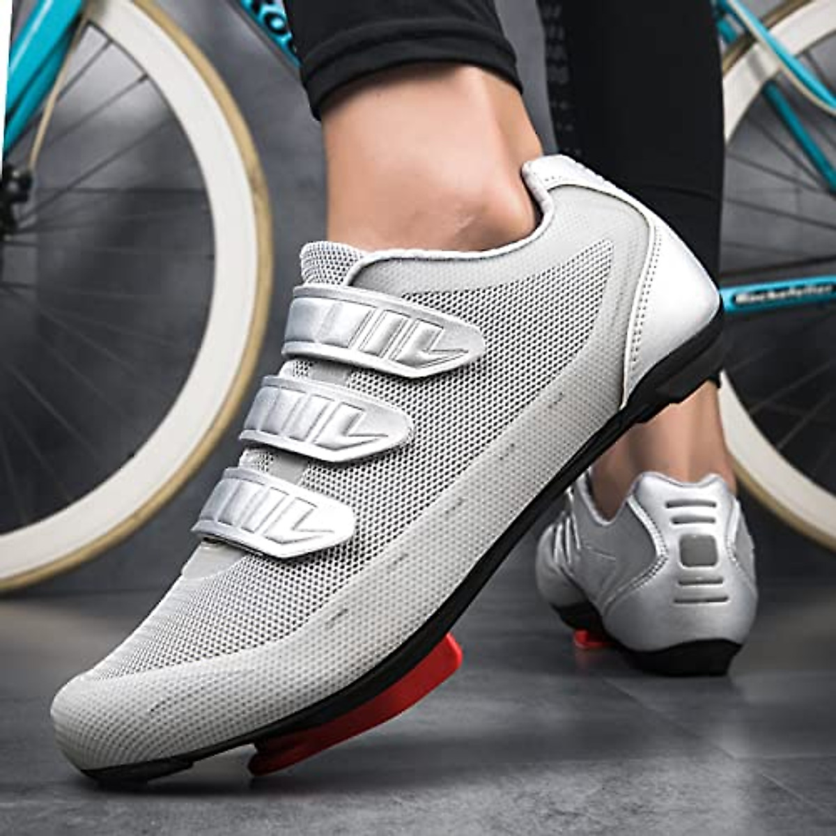 Mens Womens Indoor Cycling Shoes Compatible with Peloton Bike Shoes Cycling Shoes with Delta Cleats Clip Outdoor Pedal SPD Road Bike Shoes,Gray