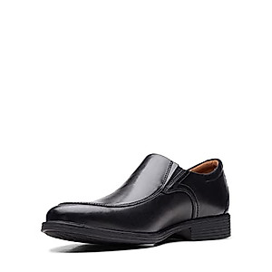 Clarks Men's Whiddon Plain Loafer, Black Leather, 9.5 Wide