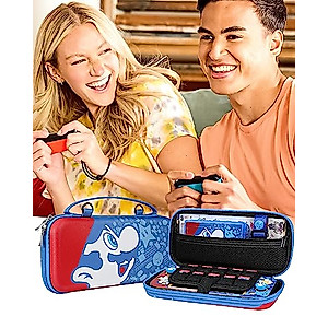 Xinocy for Nintendo Switch Lite 7 in 1 Storage Accessories Kit with Travel Carrying Case+Switch Lite Protective Cover+Game Case Holder+Strap+Sticker+2 Thumb Caps Cute Shell for Boys Kids Girls -Blue