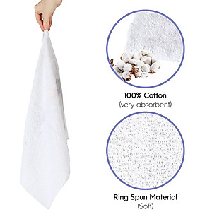 Nabob Wipers Kitchen Bar Mop Terry Towels 12 Pack - 100% Cotton - Size 14x17 - Perfect for Your Home, Kitchen, Bathroom, Bars, Restaurants & Auto - Super Absorbent (White)
