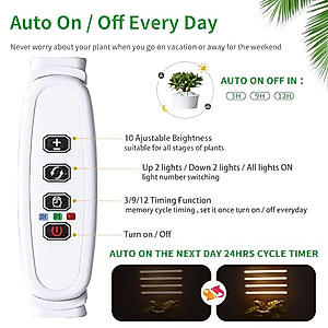 RWNTAO LED Plant Growing lamp, 3000K Full Spectrum Grow Light Strips for Indoor Plants with 3/9/12H Timer & 10 Dimmable Levels, Led Growth Light for Green House Hydroponics Succulent