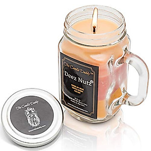Deez Nutz Scented Candle - Banana Nut Bread, Toasted Coconut, Hazelnut Scented Triple Layer Candle - 10.5 oz Mason Jar Candle - Funny Gag Joke Candle Poured in Small Batches in USA- The Candle Daddy