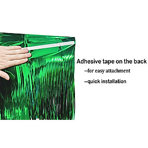 iiCheerful 4 Pack Green Total 40 Feet Foil Fringe Garland Metallic Tinsel Banner Wall Hanging Drapes Parade Float Skirting Decorations for Trailer Mardi Gras Party Birthday Wedding Baby Shower (Green)