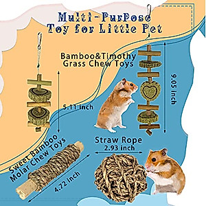 Hamster Guinea Pig Toys, Natural Bamboo Rat Chinchilla Chew Toys for Teeth Care, Exercise Accessories Toys for Rabbit Bunny and Small Pets…