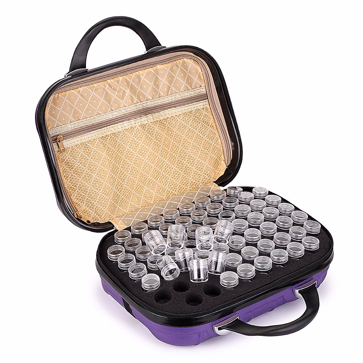 Hipiwe 132 Bottles Diamond Painting Storage Carring Case - Hardshell DIY 5D Diamond Art Craft ccessory Container Embroidery Organizer Bag for Storage Jewelry Beads Sewing Pills