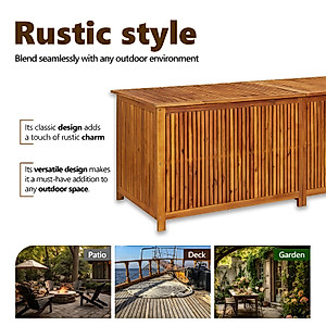 vidaXL Outdoor Storage Box, [Load Capacity Gallon] Deck Box with Gas-Lift Lid, Storage Chest with Water-Resistant Zippered Bag Inside, 78.7''x31.5''x29.5'', Solid Acacia Wood