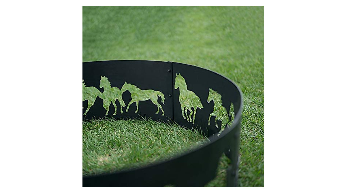 Blue Sky 36" Round Fire Ring with Horse Design