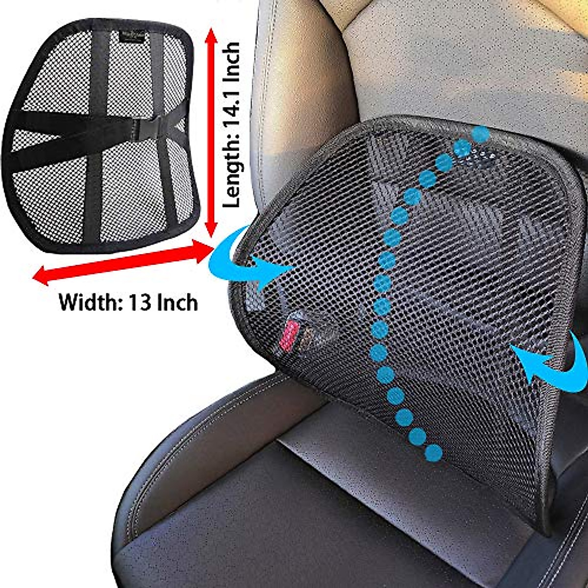 Big Ant Lumbar Support, Car Back Support Mesh Double Layers Ergonomic Designed for Comfort and Lower Back Pain Relief - Car Seat Lumbar Support for The Driver, Office Chair, Wheelchair