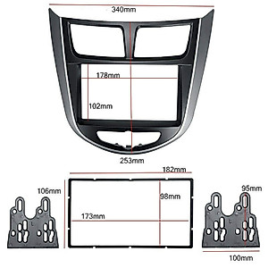 Mhakrl Car Center Stereo Audio Radio DVD GPS Plate Panel Frame Fascias Replacement Fit For Hyundai i-25 Accent Solaris Verna 2010+, for DODGE Attitude 2011+ 2 Din Dash Trim Kit