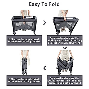 Pamo Babe Portable Baby Playard with Bassinet and Changing Table & Toy Mobile