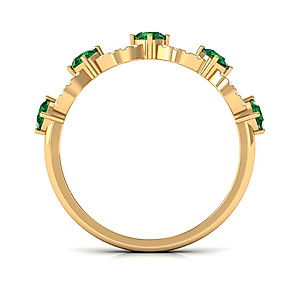 Rosec Jewels 1.5 ct Created Emerald and Diamond Bridal Eternity Ring in Gold for Women, Aaaa Quality, 14K Yellow Gold, Size:US 6.00