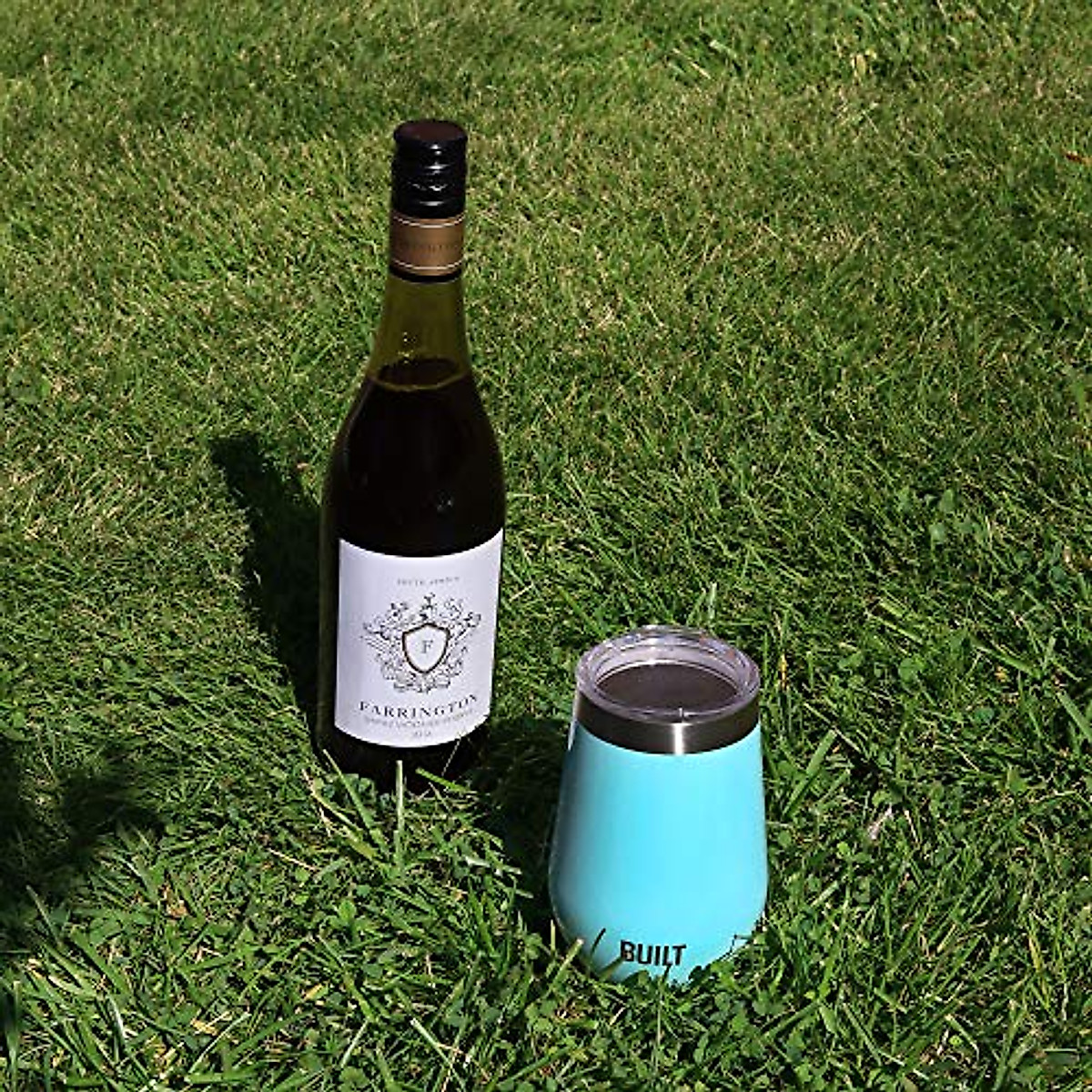 BUILT 12 Ounce Double Wall Stainless Steel Wine Tumbler with Lid Mint 5270078