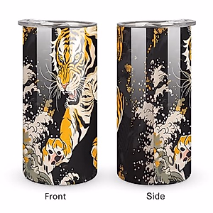 Japanese Tiger Wave Funny Coffee Mug Stainless Steel Travel Insulated Tumbler Double Wall Water Cup 10 Oz
