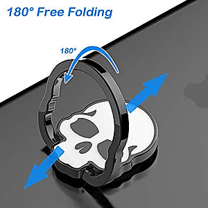 3 Packs Skull Shape Phone Ring Holder in 3 Colors, DaKuan 180° Adjustable Metal Stand Finger Grip Kickstand (Black, White, Red)
