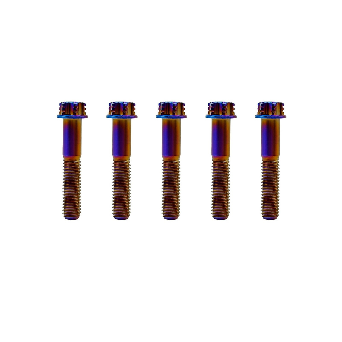 RISON Titanium Bolts M8*1.25 * 35 Torx Titanium Bolts for Motorcycles Hex Head Dual Drive Burnt Blue Titanium Flange Bolt Pack of 5