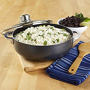 IMUSA USA 3.2-Quart Nonstick Charcoal Caldero (Dutch Oven) with Glass Lid,Black