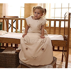 OuYun Baby Organic Sleeping Bag Autumn Detachable Sleeve Wearable Blanket,Small,2.5 Tog