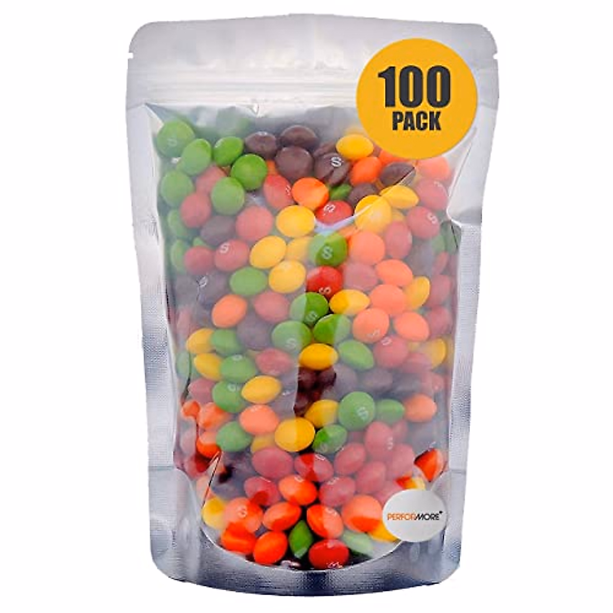 Stand Up Pouches, Resealable Odor Proof Bags, Zip Top Waterproof For Food Storage, Heavy Duty Ziplock, Clear Front With Aluminum Foil Back, Heat Sealable, 5 x 8 inch, 100 Pack