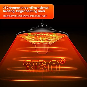 Danluke POWER 1500W Hanging Yard Heater，ceiling heater, courtyard electric heater, infrared heater, ceiling electric heater 3S Fast Heating, Great Room, Garage，Ceiling Mount