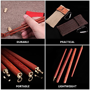 CLISPEED 2 Pairs Folding Office& Home Outdoor for Gift Chopsticks Sticks Retractable Camping Wooden Collapsible Chop Bag Wood Chopstick Korean Foldable Pouch Natural Carrying Reusable with