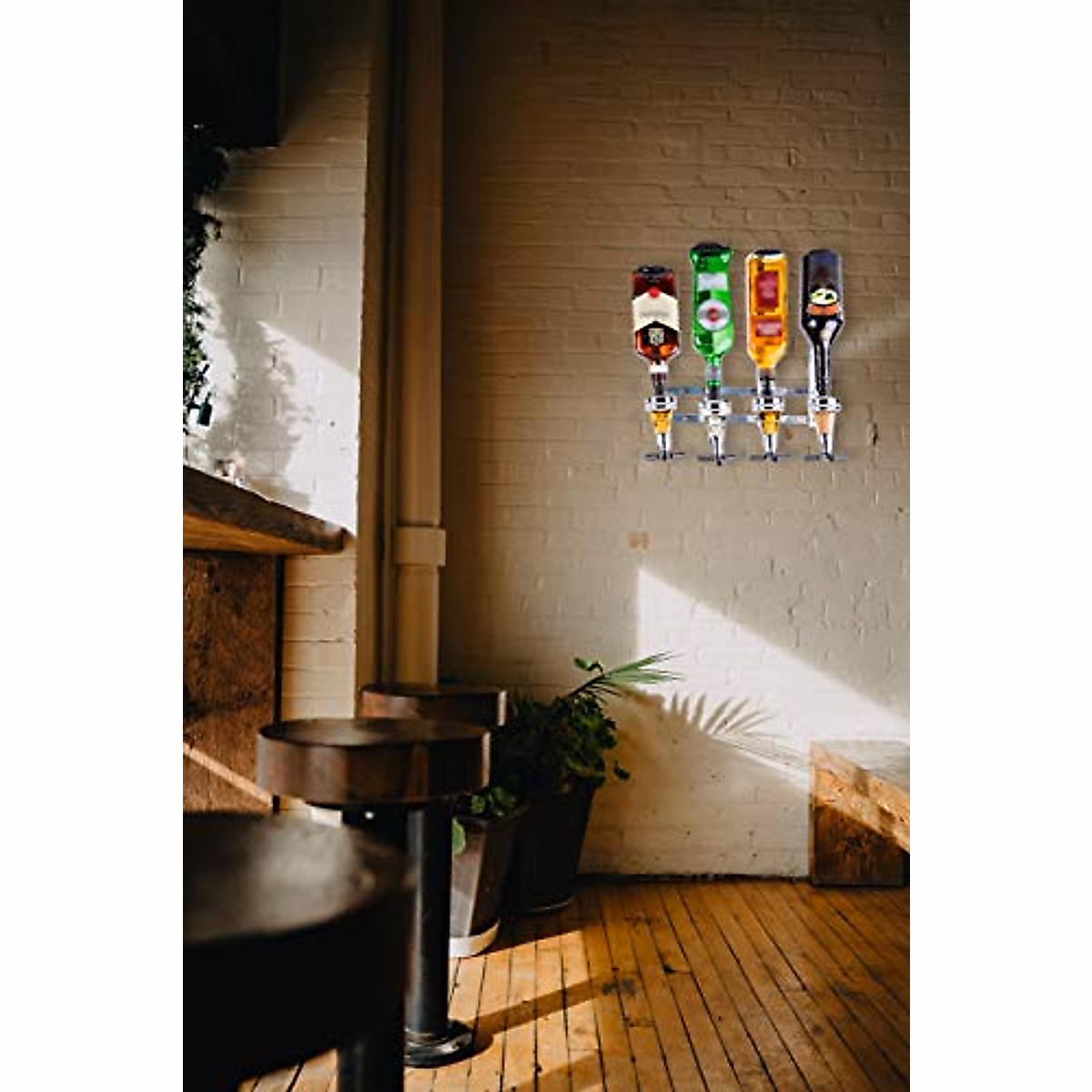 Liquor Bottle Dispenser, 4 Liquor Bottle Dispenser Wall Mount, Liquor Dispenser for Home Bar, Bottle Holder for Alcohol Wall Mount Dispenser