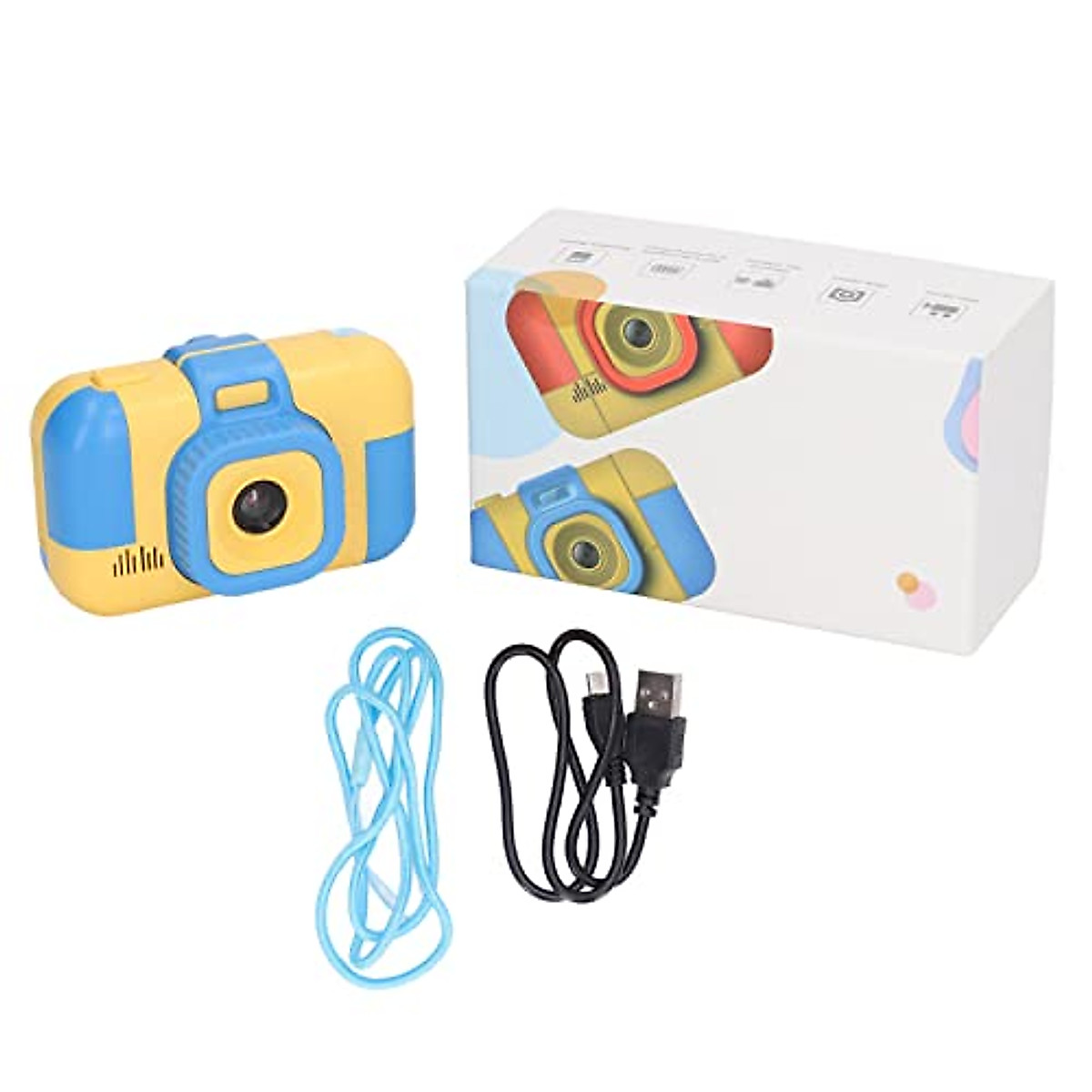 Kids Digital Camera, Dual Cameras 40MP Support Video Recording Round Lovely Childrens Camera Portable ABS Kids Digital Camera with Cartoon Photo Frame