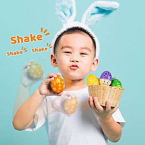 JOYIN 18 PCS Easter Wooden Percussion Musical Egg Maracas Egg Shakers for Party Favors, Easter Egg Hunt, Easter Egg Maracas, Musical Instrument Props, Basket Stuffers Fillers