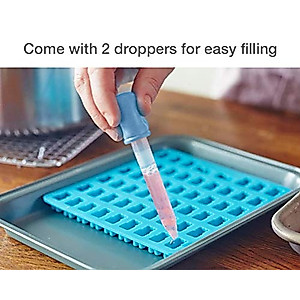 Alimat PluS Silicone Gummy Molds Candy Molds with 2 Droppers - BPA Free Nonstick Chocolate Molds Including Mini Dinosaur, Cat Claw, Hearts, Flowers, Bear Shape Gummie Molds - Pack of 5 for 210 Gummies