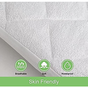 Waterproof Bassinet Mattres Pad Cover Fits 33x20 Baby Delight, Mika Micky, KoolaBaby, Dream On Me, ANGELBLISS and Bedside Sleeper Mattress, 2 Pack, Soft Bamboo Terry Surface, White