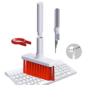 Keyboard Cleaner 5 in 1 Multi-Function Cleaning Soft Brush Airpod Cleaner Kit,Computer/Laptop Cleaner with Keycap Puller, for Bluetooth Earphones Lego Laptop Airpods Pro Camera Lens Electronics (Red)