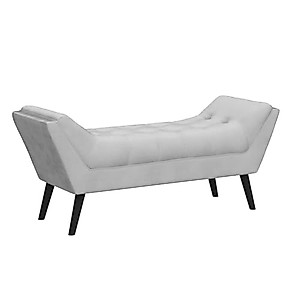 Andeworld Tufted Bed Bench Fabric Ottoman Footstools for Bed Room -Gray