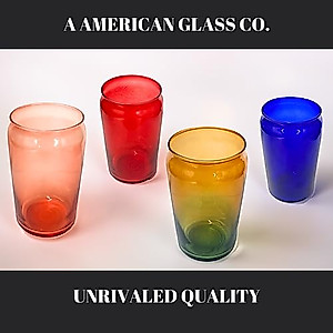 American Glass Co [4 Piece Set] - Artisan Drinking Glasses | 16oz Beer Can Glass Cups - The Perfect Cocktail Glass | Multicolored Water Glasses | Kitchen Glassware (Sapphire Blue)