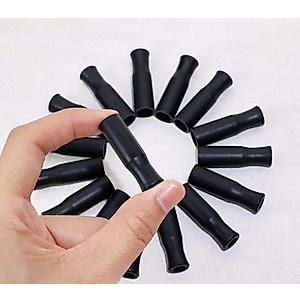 Mini Skater 16Pcs Silicone Straws Tips Food Grade Reusable Anti-Scald/Cold Straws Cover Fit for 3/10 Inch Wide(8mm Out diameter) Stainless Steel Straws (Black-Large)