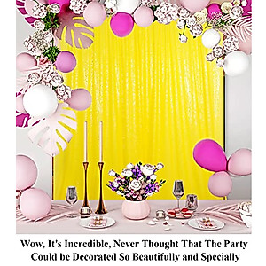 Partisout Sequin Backdrop Curtain 4ftx7ft Sequence Backdrops Party Glitter Background Sparkle Wedding Photo Shimmer Curtains (Yellow)