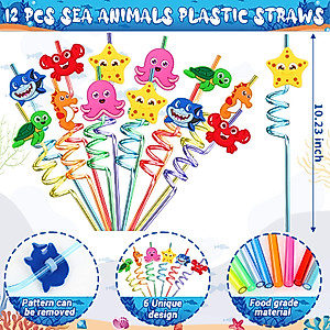 Under the Sea Party Favors 72 PCS Ocean Sea Animals Theme Slap Bracelets Squishy Toys DIY Stickers Temporary Tattoos Plastic Straws Gift Bags for Kids Birthday Party Baby Shower Goodie Bag Fillers