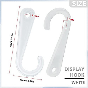 500Pcs 1 3/4 Inch Sock Display Hooks for Socks and Hat, Plastic J Hooks for Socks Retail Display Hanger(Clear)