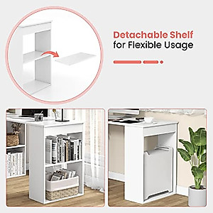 IFANNY 48 Inch Computer Desk with Bookshelf, Reversible Home Office Desk with Open Shelves & CPU Stand, Modern Space-Saving Writing Desk Computer Workstation for Study, Living Room (White)