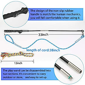 DIBBATU Flirt Pole for Dogs Interactive Dog Toys for Large Medium Small Dogs Chase and Tug of War, Dog Teaser Wand with Lure Chewing Toy for Outdoor Exercise & Training.