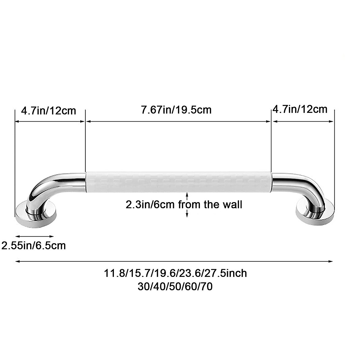 Shower Grab Bar Shower Handle Shower Handle for Bathtub,Toilet, Bathroom,Kitchen,Stairway Handrail (Color : Yellow, Size : 23.6inch/60cm)