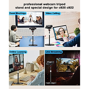 Etour Webcam Desk Mount Stand with 360° Ballhead, Heavy Base Height Adjustable Compatible with Logitech Webcam C920 C922 Brio 4K, and Other Webcam with 1/4" Thread for Live Streaming/Video Calling