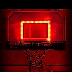 Franklin Sports Over the Door Indoor Basketball Hoop - Kids Mini Hoop for Bedroom - Steel Rim Mini Hoop - Includes Ball and Pump - Red Light Up