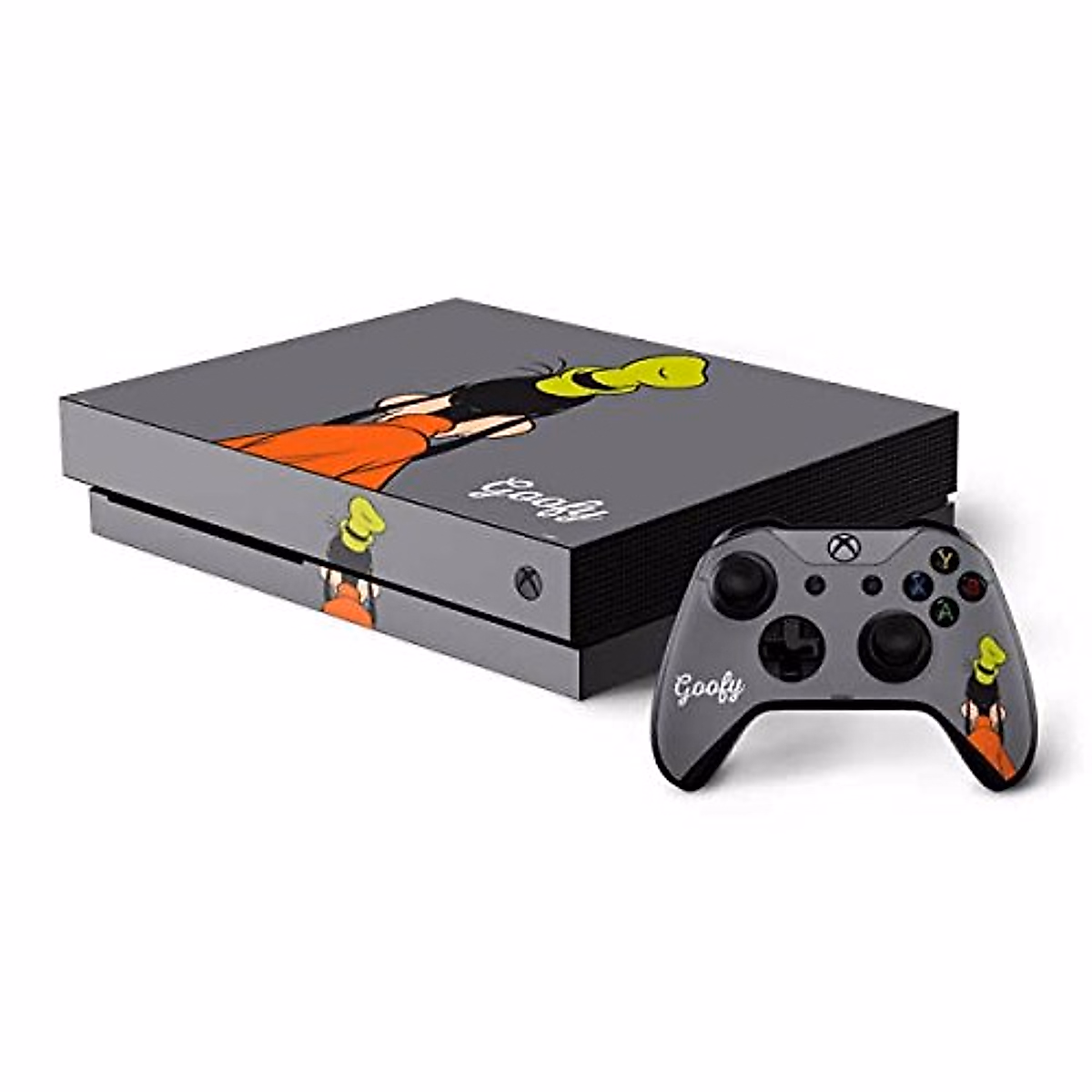 Skinit Decal Gaming Skin Compatible with Xbox One X Console and Controller Bundle - Officially Licensed Disney Goofy Backwards Design