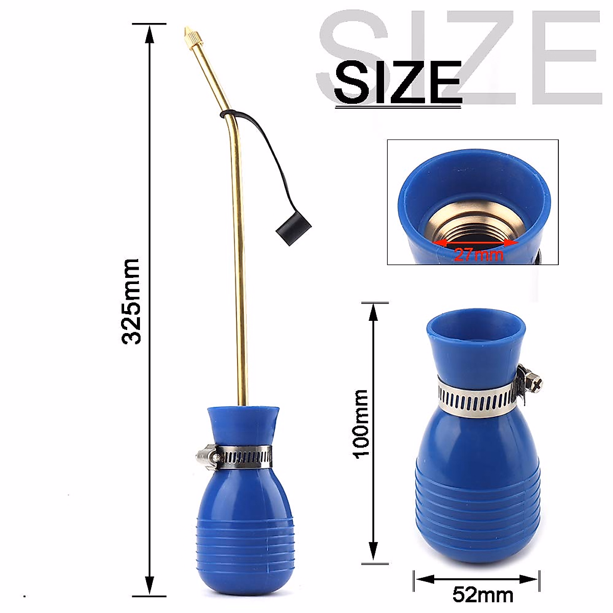 Sbestily Bug Treatment Powder Duster/Large Diatomaceous Earth Bulb Duster/Powder Applicator/Garden Applicator/Bulb with Long Copper Tube for Indoor and Outdoor Insect Treatment Blue