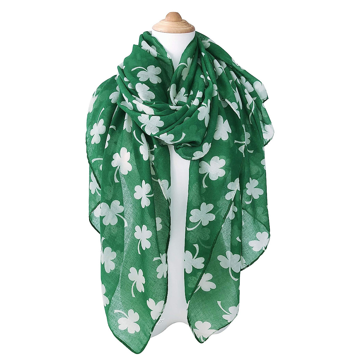 GERINLY Shamrock Scarf Fashion Spring Wrap Green Shawl for St. Patrick's Day Travel Head Scarf Unique Hijab (Green)