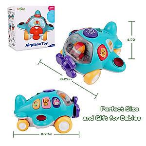 DeXop Musical Baby Toys,18 Months+ Old Airplane Toy Crawls Preschool Learning Toddler Toys,for 2 3 Year Old Baby Boy Gifts and Baby Girl Birthday Toys