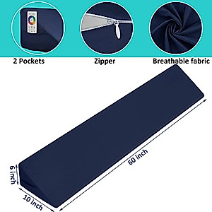 HITHSM Wedge Pillow Headboard Bed Gap Filler Crack Pillow Mattress Gap Filler Wedge (Navy, Queen Pillow)