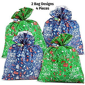 Large Christmas Gift Bags - Set of 4 Xmas Presents 36”x44” Jumbo Extra Large Christmas Gift Bags Wrapping - Giant Gift Bags for Huge Gifts - Big Gift Sack Set