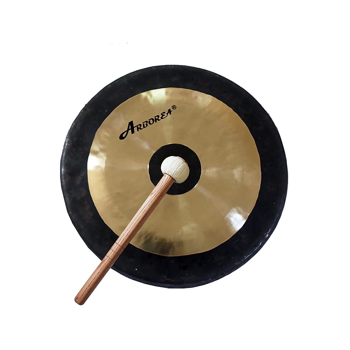 Arborea Sound Healing and Therapy Mini Gong with Gong Stand and Gong Mallet Bronze Alloy Hand Hammered Chinese Chau Gong Home or Office Small Table Gong(12" Chau Gong)