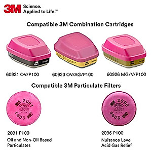 3M Full Facepiece Reusable Respirator 6800, Paint Vapors, Dust, Mold, Chemicals, Medium